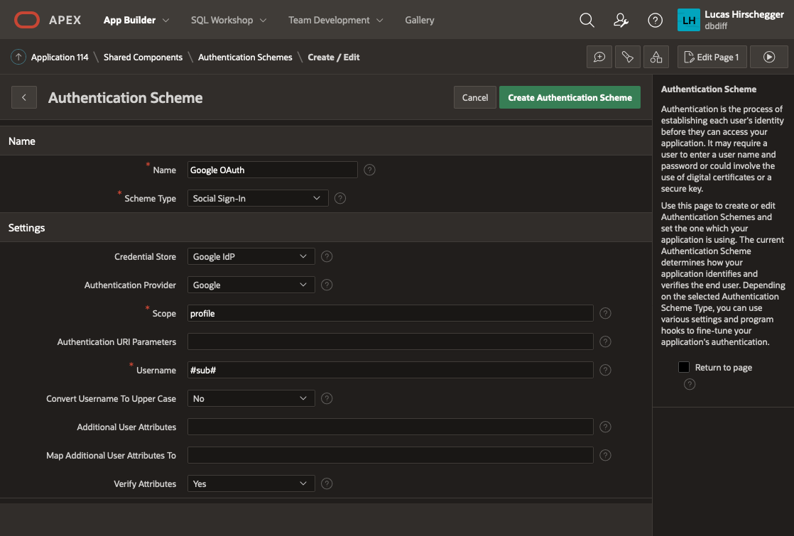 Oracle APEX - Social Login