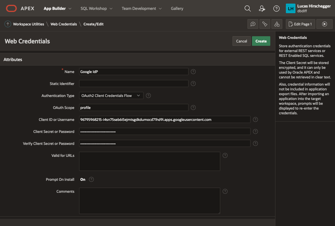 Oracle Apex Social Login 