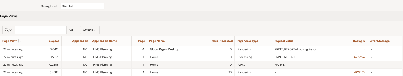 Oracle Apex Debugging Tip 1