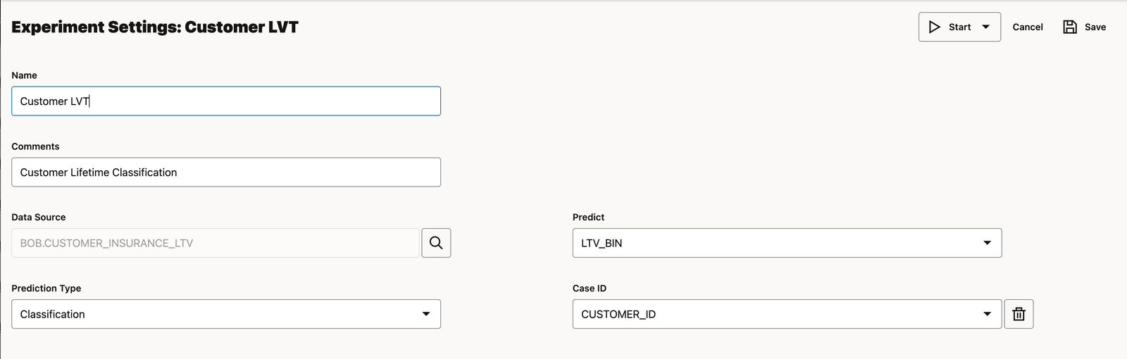 Oracle AutoML UI at a glance