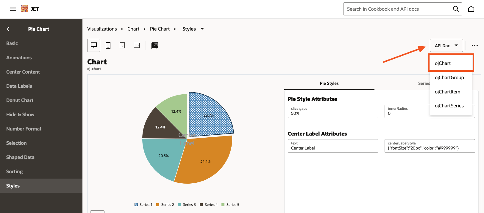 Oracle Apex Customising Oracle Jet Charts