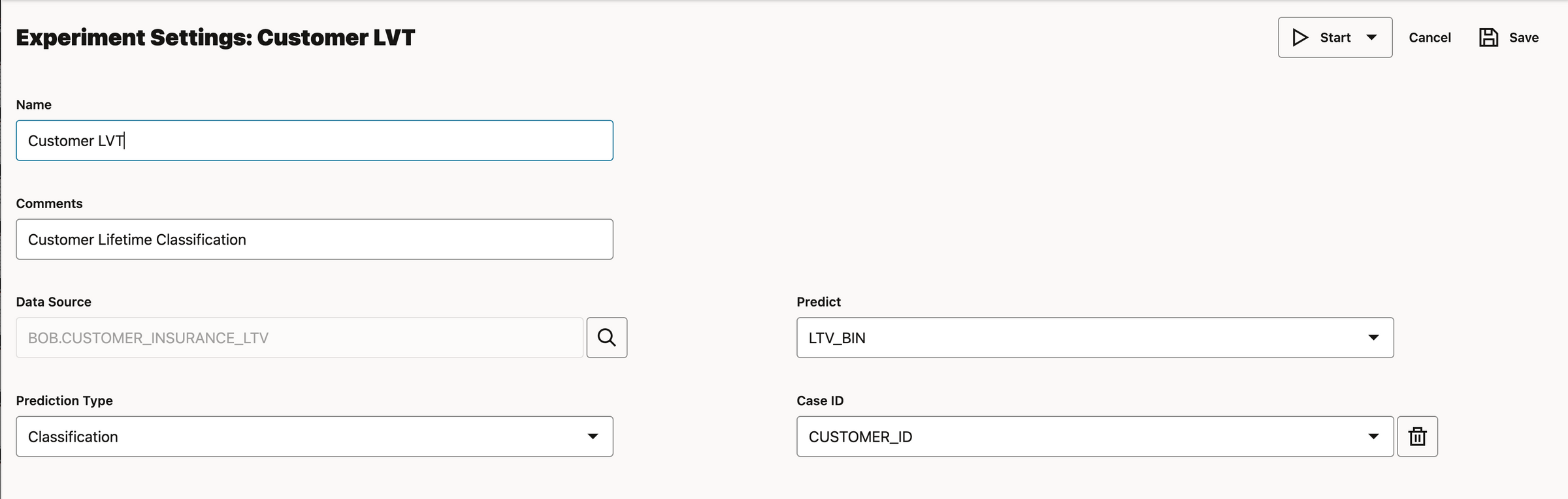 Oracle AutoML UI at a glance