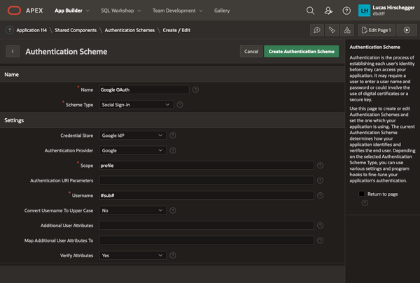 Oracle APEX - Social Login