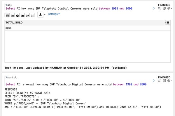 Oracle Autonomous Database Select AI Oracle Autonomous Database Select AI